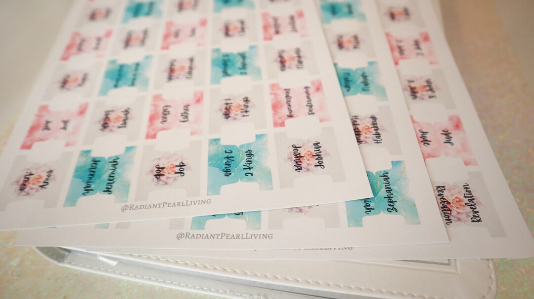 Floral Roses Bible Tabs | Printed Bible Tab Stickers | Easter Gift ...