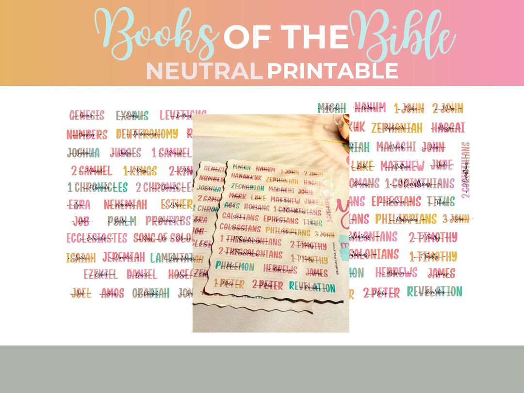 Books of the Bible Header Titles Sticker Labels| Neutral Printable - Etsy