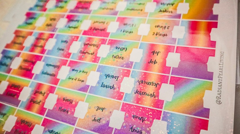 Colorful Glitter Bible Tabs Printed Bible Tab Stickers Books of the ...