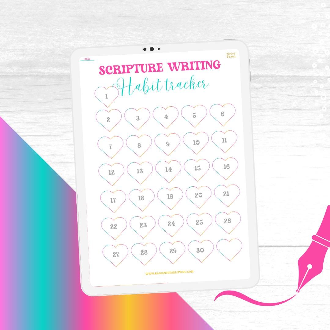 Scripture Writing Habit Tracker, Faith Journal, Printable Sheet, A5 ...