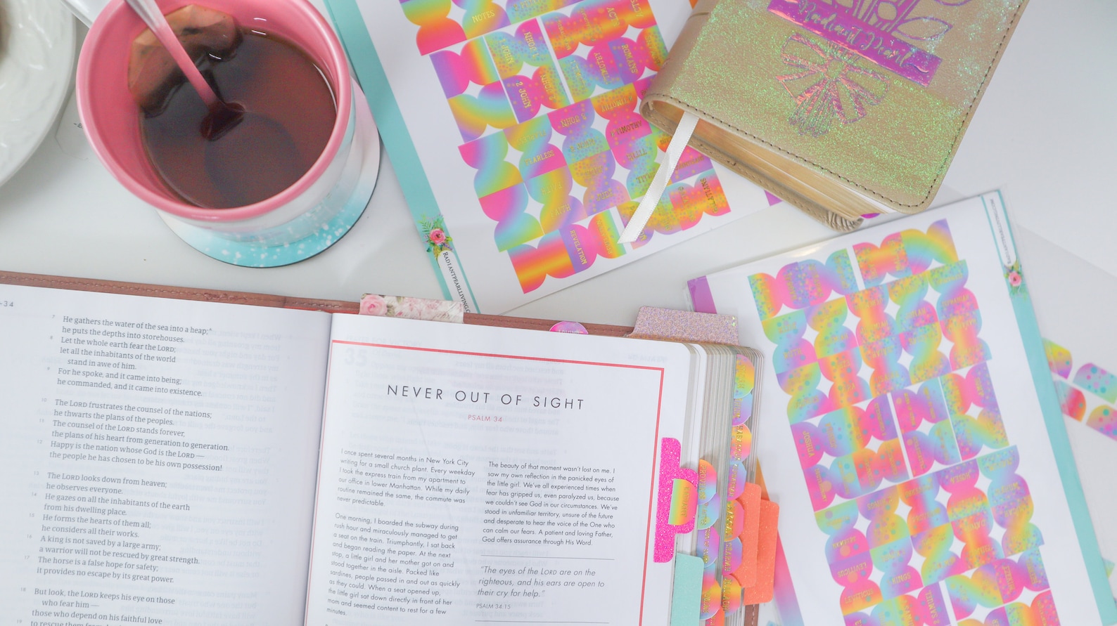 Colorful Bible Tabs Printed Bible Tab Stickers Books of the Bible Bible ...