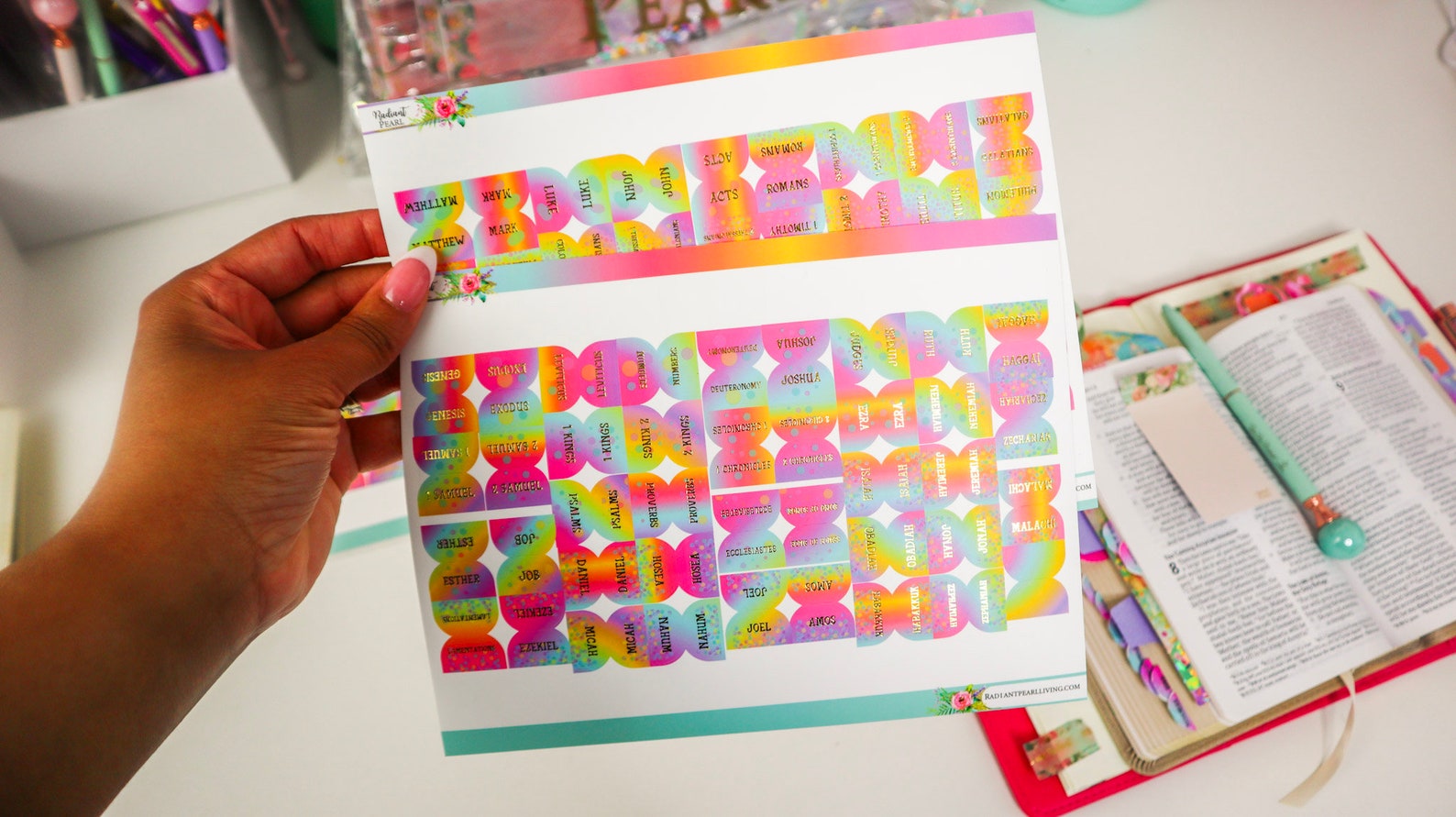Colorful Bible Tabs Printed Bible Tab Stickers Books of the Bible Bible ...