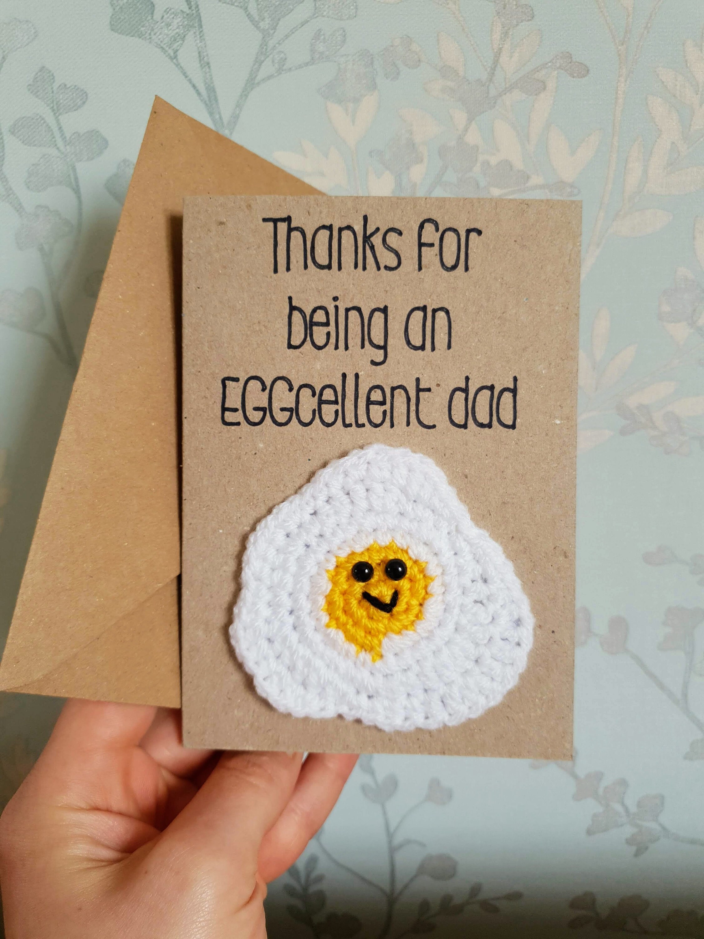 Crochet Fathers Day card EGGcellent dad | Etsy
