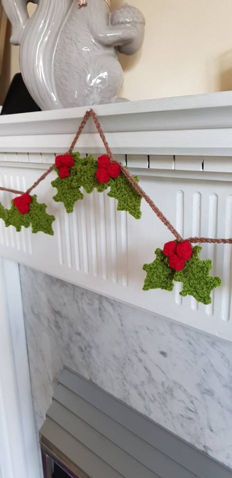 Crochet Holly Garland, Christmas Bunting - Etsy