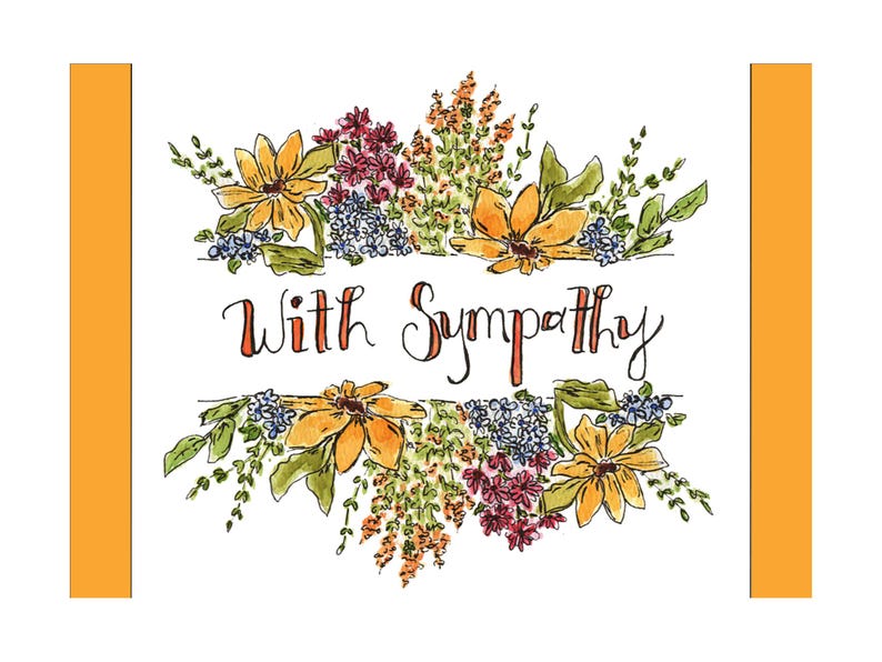 Watercolor Wildflower Sympathy Card | Hand Drawn Floral Condolence (A7 ...