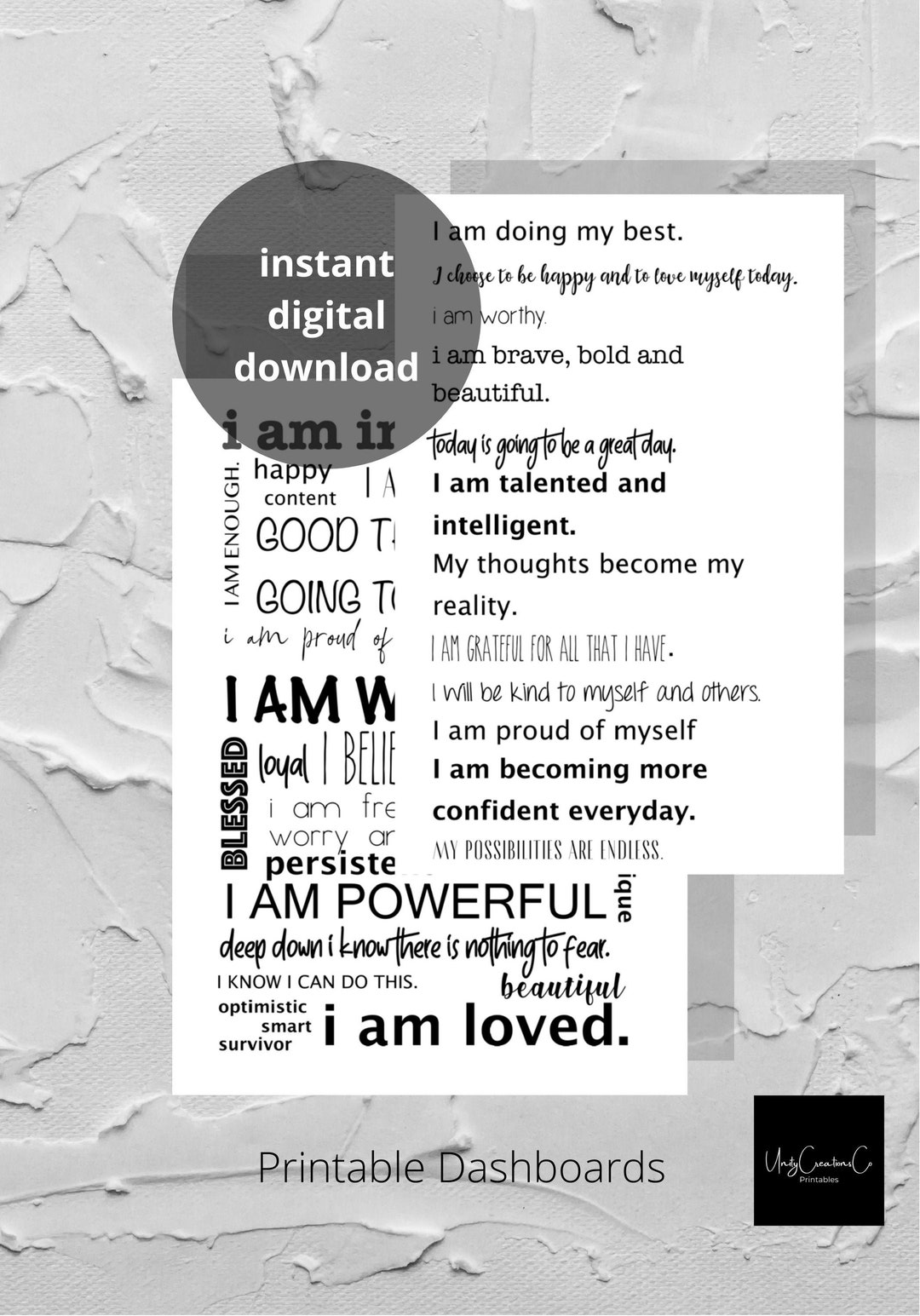 Affirmation Collage Bundle - Personal (2 Page) Dashboard, Planner ...