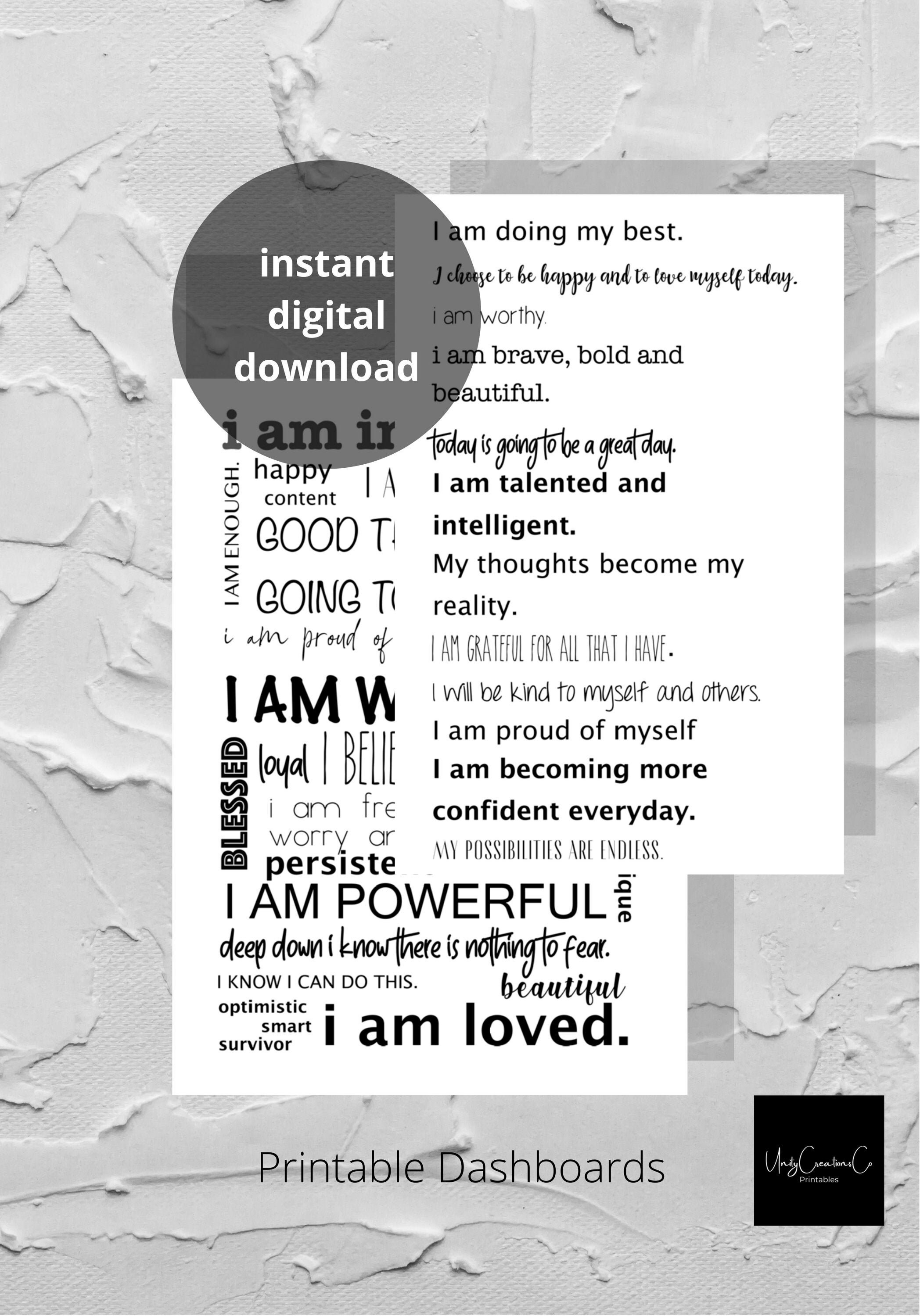 Affirmation Collage Bundle Personal 2 page Dashboard, Planner Insert ...
