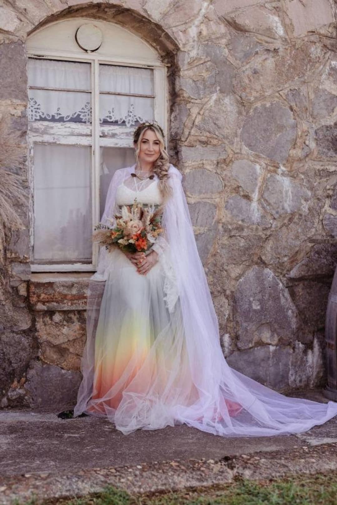NEW!!! Hand Painted Ombre Wedding Dress.sunset Wedding Dress.beach ...