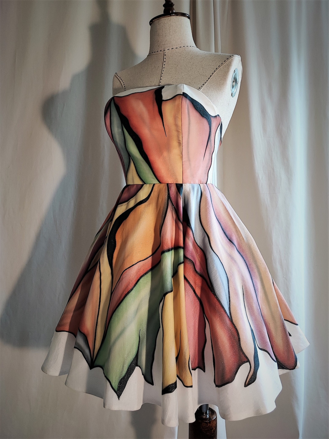 Hand Painted Silk Dress, Short Silk Dress, Ball Gown, Formal Short ...