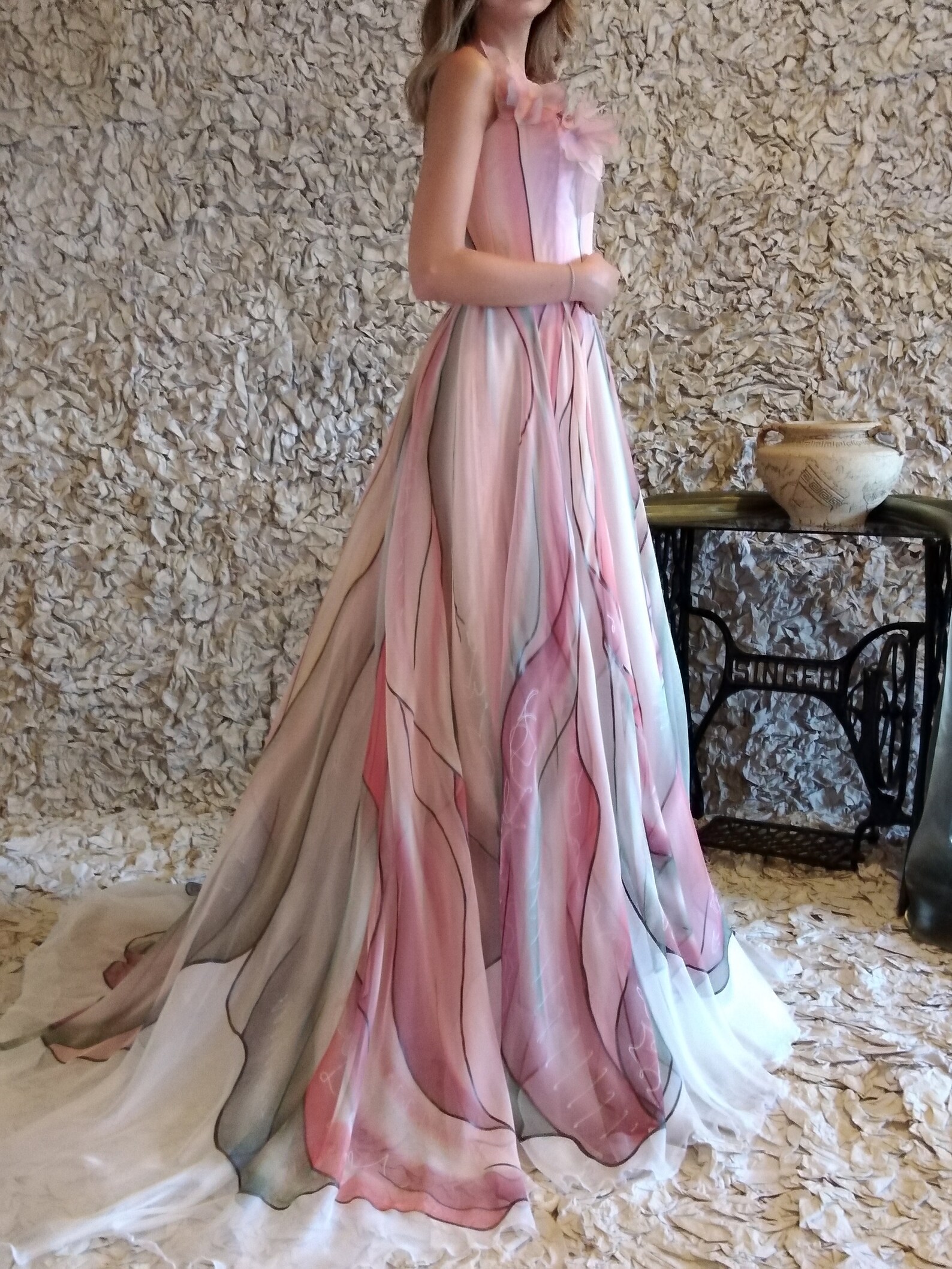 Hand Painted Dress, Ball Gown, Prom Dress, Long Formal Dress, Colorful ...