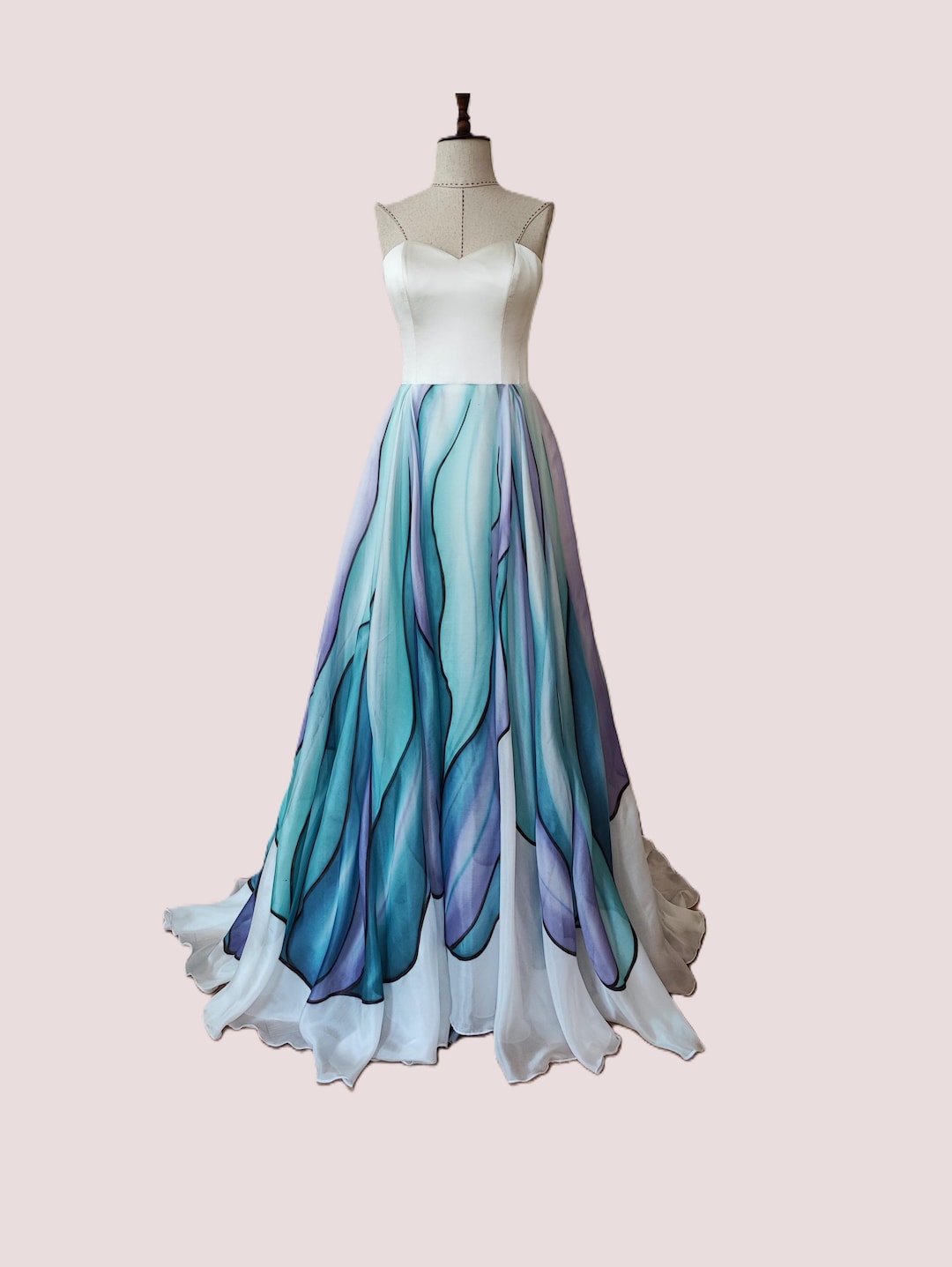 Hand Painted Dress, Evening Gown, Ball Gown, Prom Dress, Long Formal ...