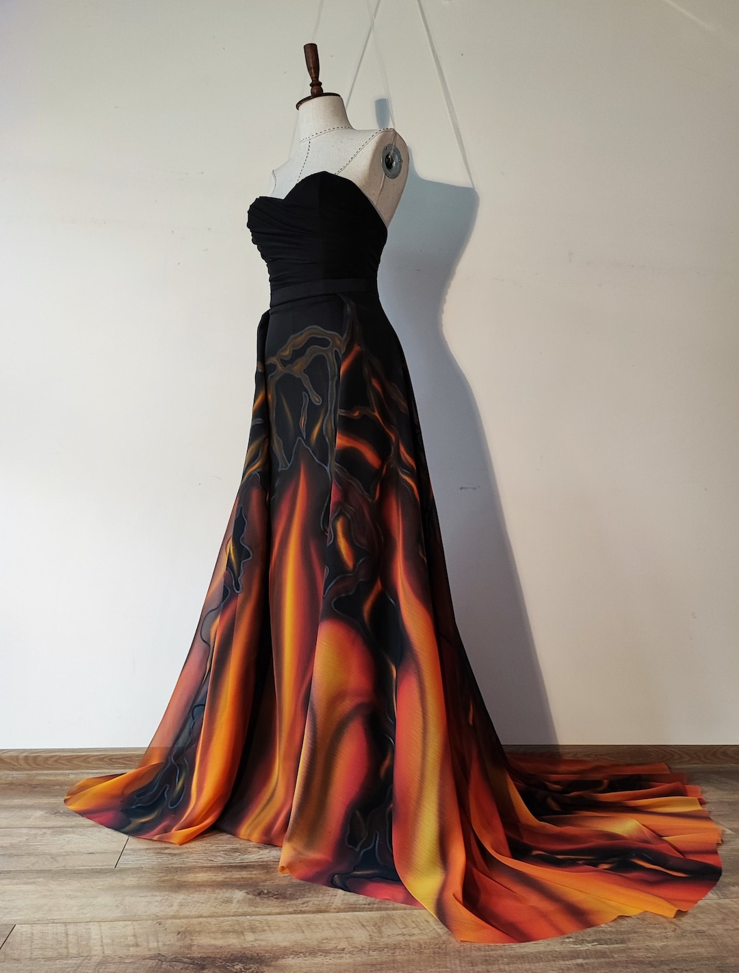 Lava Wedding Dress. Hand Painted Fire Ombre Wedding Dress. Volcano ...