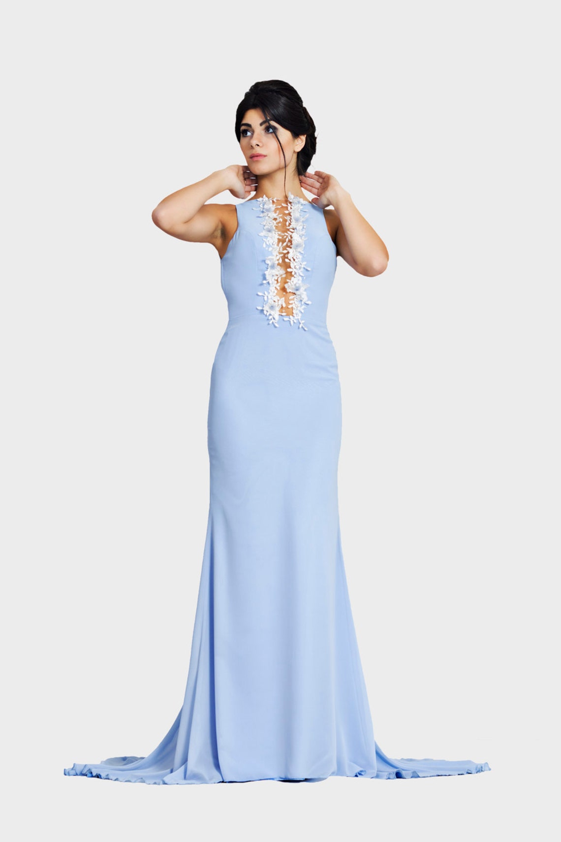 Sky blue dress Romantic prom dress Beaded evening gown dress | Etsy