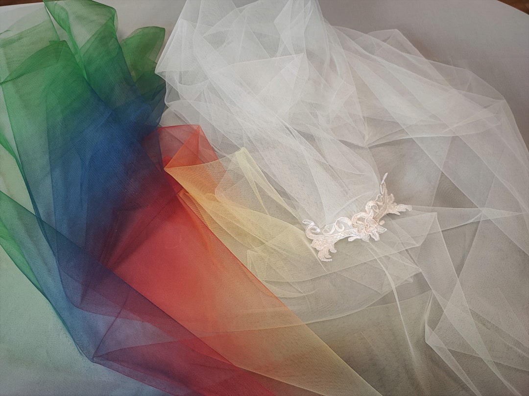 Hand Painted Ombre Wedding Veil.sunset Wedding Veil.coloured Veil ...