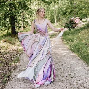 Hand Painted Dress, Ball Gown, Prom Dress, Long Formal Dress, Colorful ...