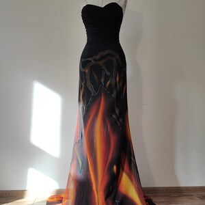 NEW lava Wedding Dress. Hand Painted Fire Ombre Wedding Dress. Volcano ...