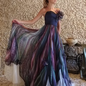 Hand Painted Dress, Ball Gown, Prom Dress, Long Formal Dress, Colorful ...
