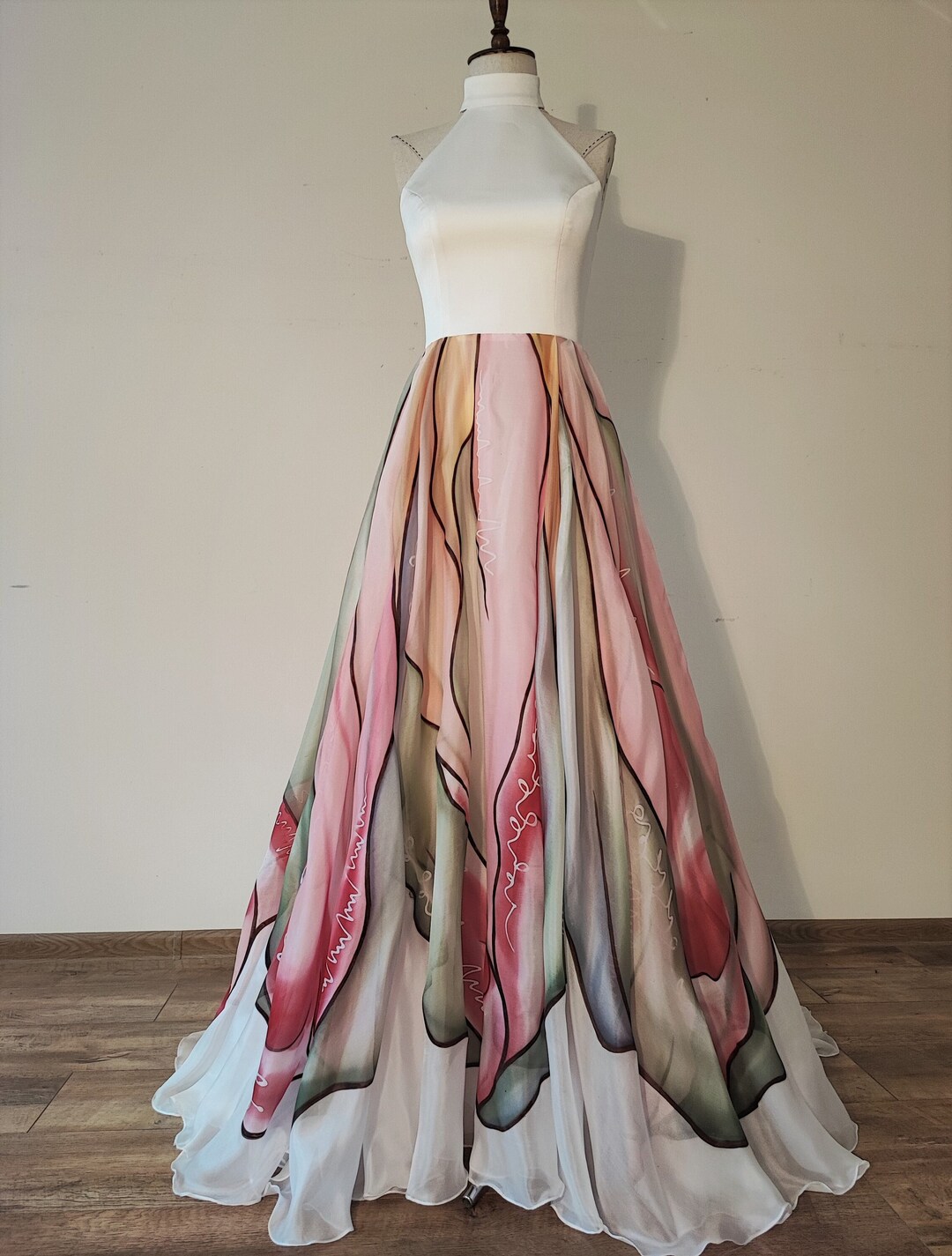 Silk Hand Painted Wedding Skirt, Prom Skirt, Long Formal Skirt ...