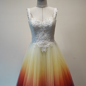 NEW!!! Hand Painted Ombre Wedding Dress.sunset/rainbow Wedding Dress ...