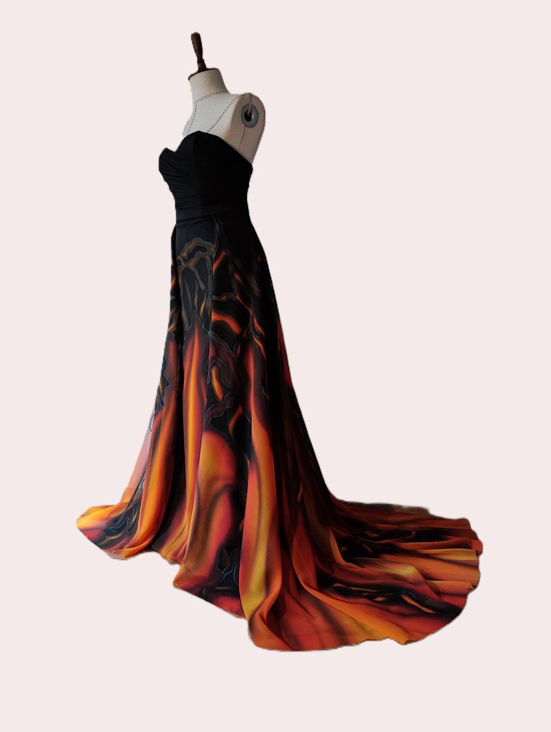 Lava" Wedding Dress. Hand Painted Fire Ombre Wedding Dress. Volcano ...