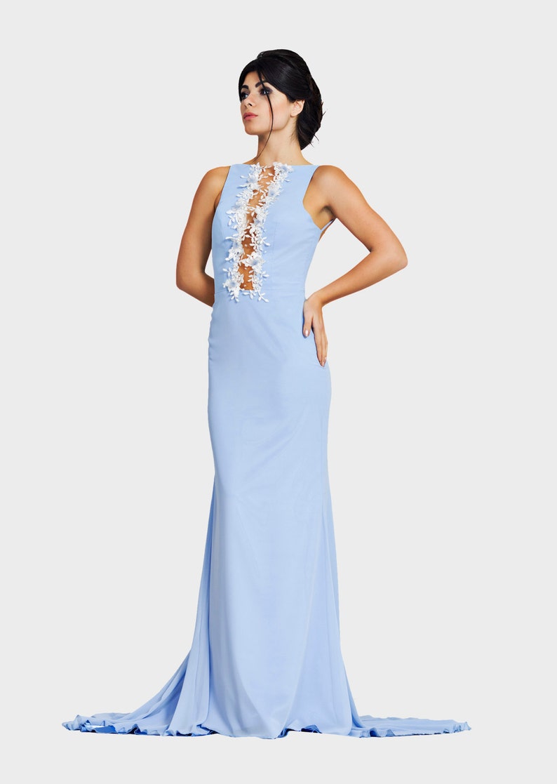 Sky Blue Dress Romantic Prom Dress Beaded Evening Gown Dress - Etsy