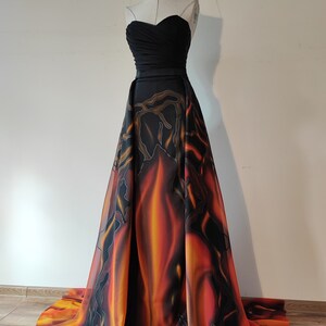 NEW lava Wedding Dress. Hand Painted Fire Ombre Wedding Dress. Volcano ...