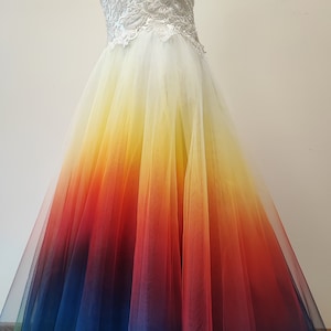 NEW!!! Hand Painted Ombre Wedding Dress.sunset/rainbow Wedding Dress ...