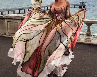 Hand Painted Silk Dress Color Sample - Etsy