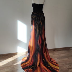 NEW lava Wedding Dress. Hand Painted Fire Ombre Wedding Dress. Volcano ...