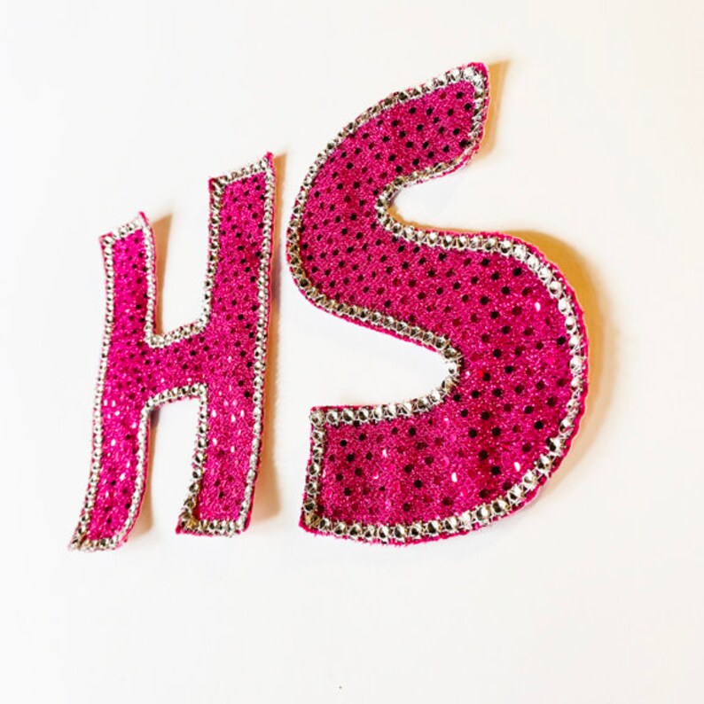 Harry Styles Pink Sequin Initials Rhinestone Trim HS Sew on - Etsy