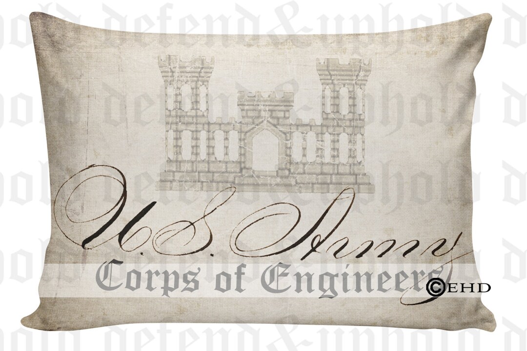 Antique US Military Pillow, Made in USA, Army Corps of Engineers Pillow ...