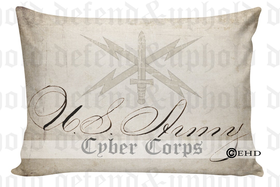 Antique US Military Pillow, Made in USA, Army Cyber Corps Pillow, Throw ...