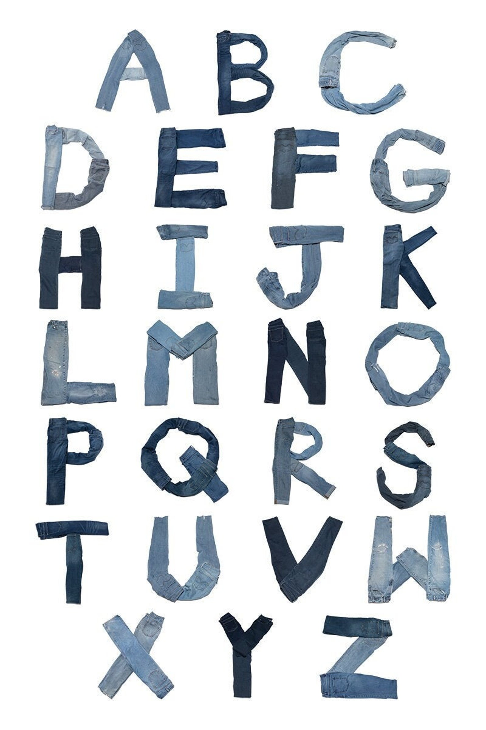 Denim Alphabet Poster - Etsy