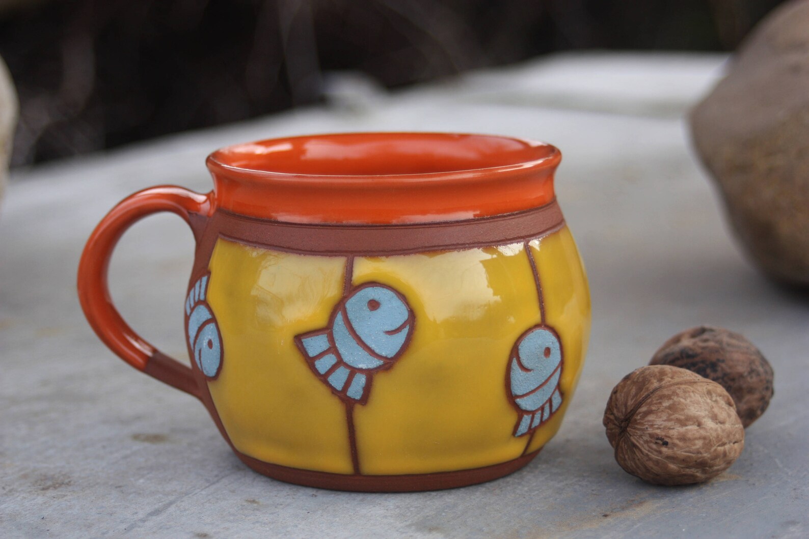 Ceramic Mug, Fish Mug, Pottery Handmade, Pottery Mug, Ceramic Mug ...