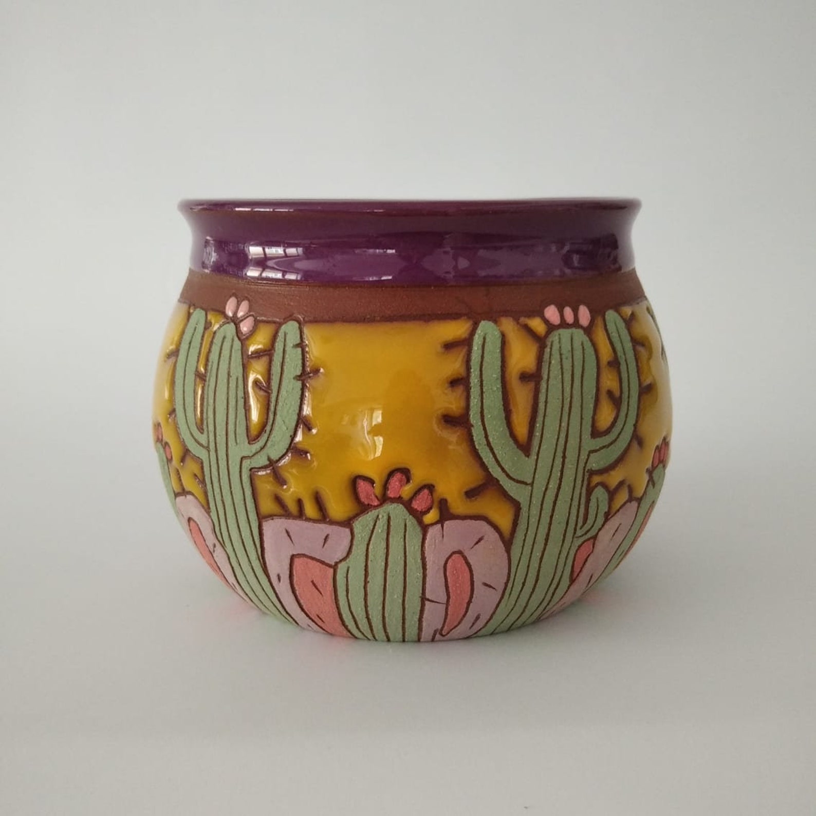Cup With Cactus Cactus Lover's Gift Pottery Cactus Cup - Etsy
