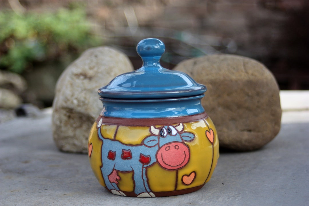 Handmade Sugar Bowl, Pottery Bowl With Whit Lid, Housewarming Gift ...
