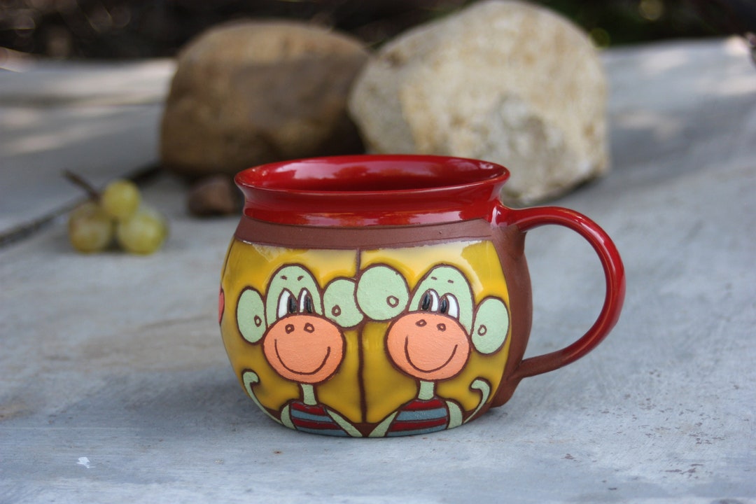 Monkeys Tea Cup Unique Coffee Cups Handmade Ceramic Coffee Cup Tea Mug ...