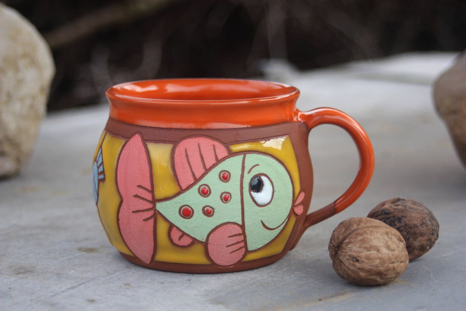 Ceramic Mug, Fish Mug, Pottery Handmade, Pottery Mug, Ceramic Mug ...