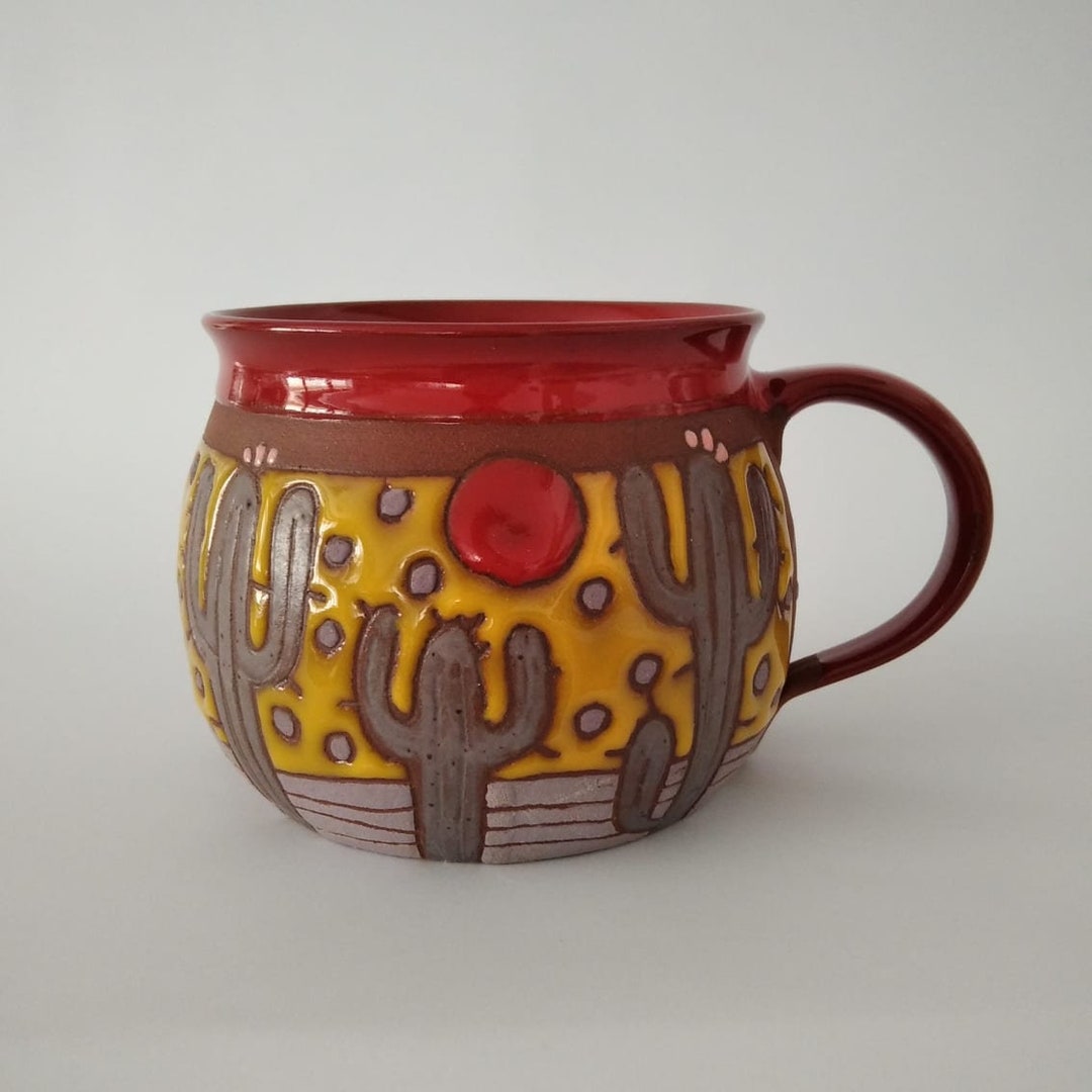 Cactus Mug, Handmade Mug With Cactus, Arizona Mug, Cactus Cup, Pottery ...