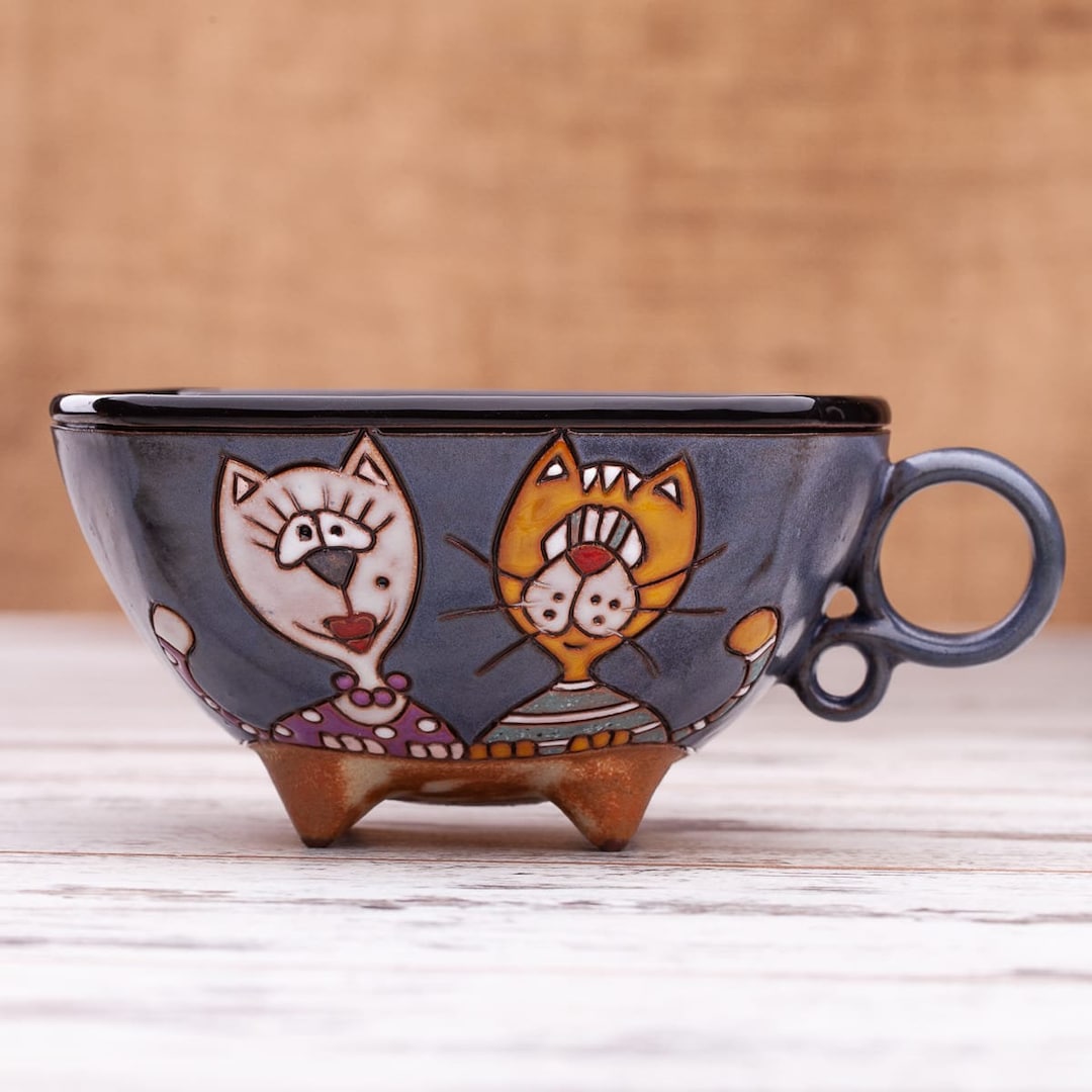 Pottery Handmade, Pottery Mug, Cat Lover Gift, Unique Coffee Mug, Kids ...