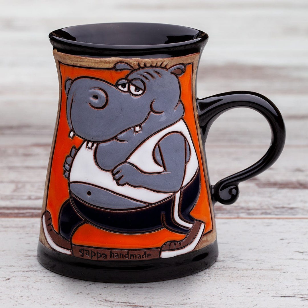 Hippo Mug, Coffee Mug, Animal Mug, Pottery Mug, Funny Hippo Mug ...
