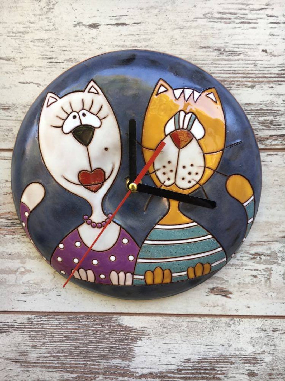 Wall Clock With Cats, Hanging Wall Clock, Kids Room Clock, Funny Wall ...