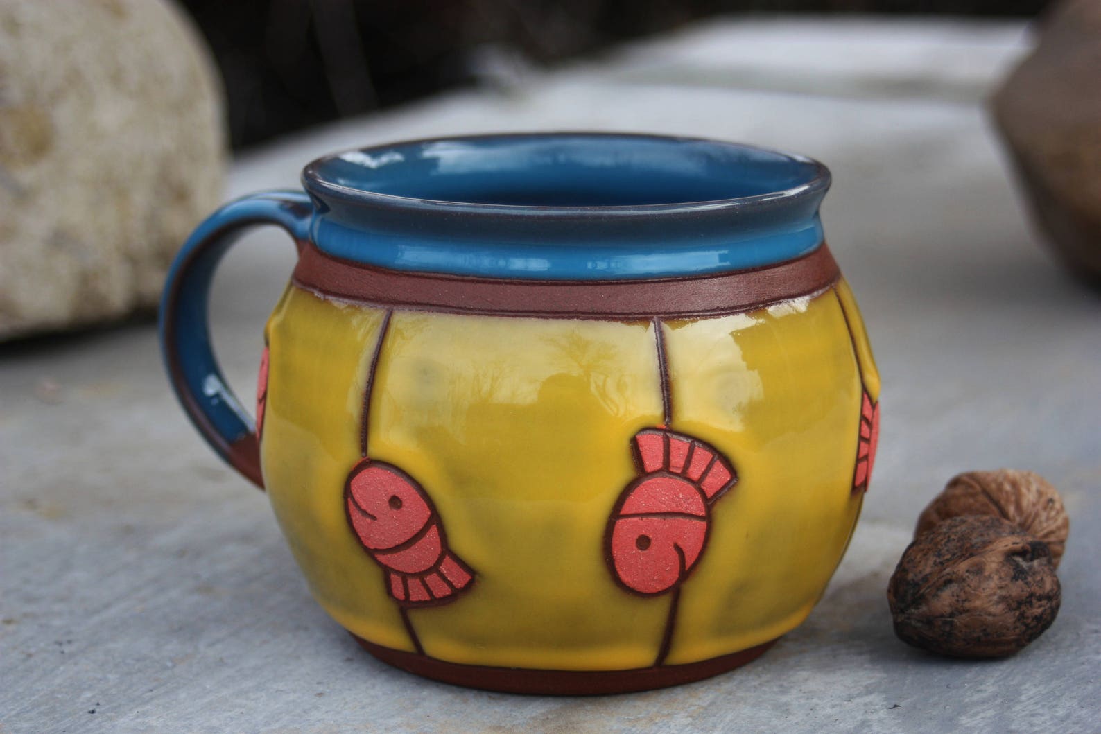 Pottery mug Ceramic mug kids Fish mug Coffee mug handmade | Etsy