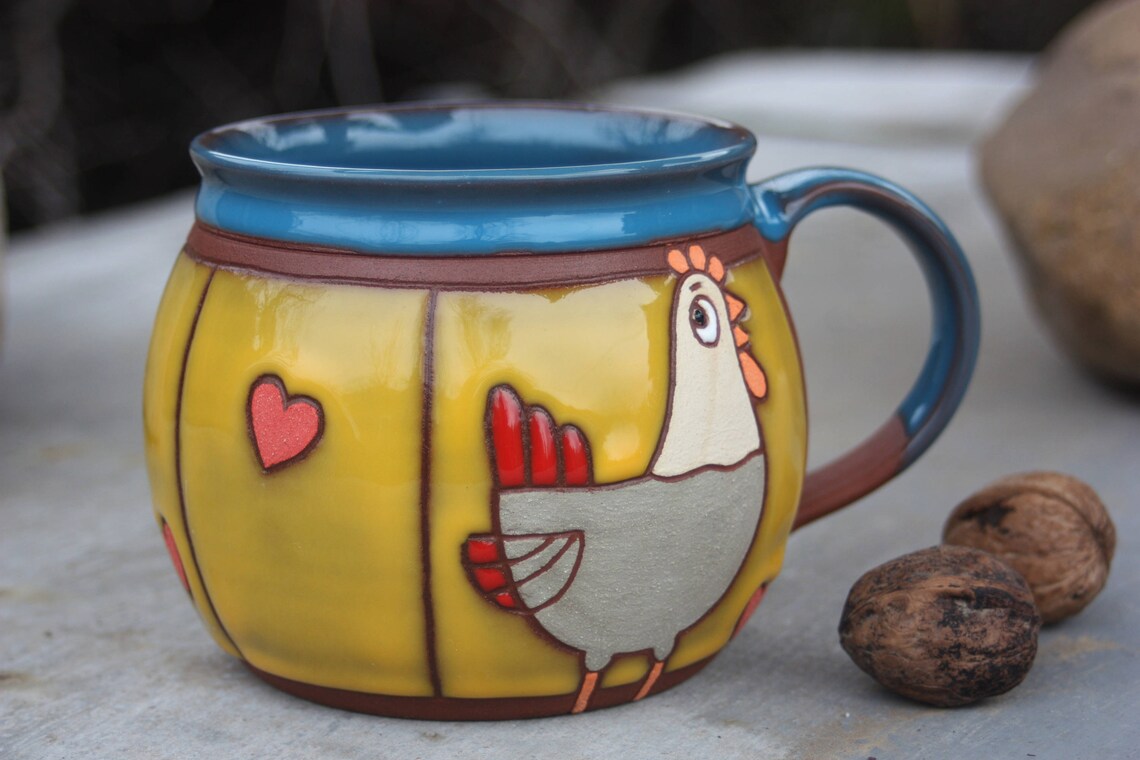 Ceramic Mug Chicken Mug Pottery Handmade Mug Pottery Mug - Etsy
