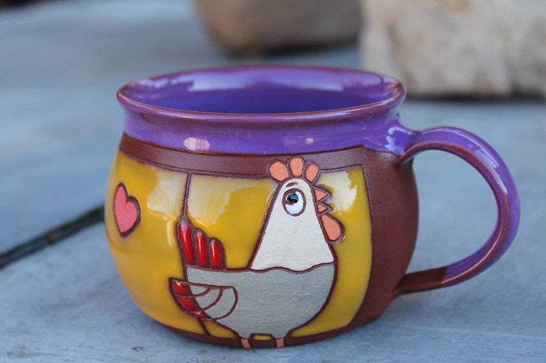 Ooak Mug, Kids Mug, Chicken Mug, Handmade Mug Ceramic, Hen Mug, Cup for ...
