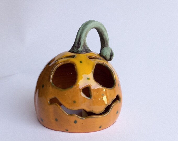 Ceramic Pumpkin With Light up Led Battery, Spooky Jack O' Lantern ...