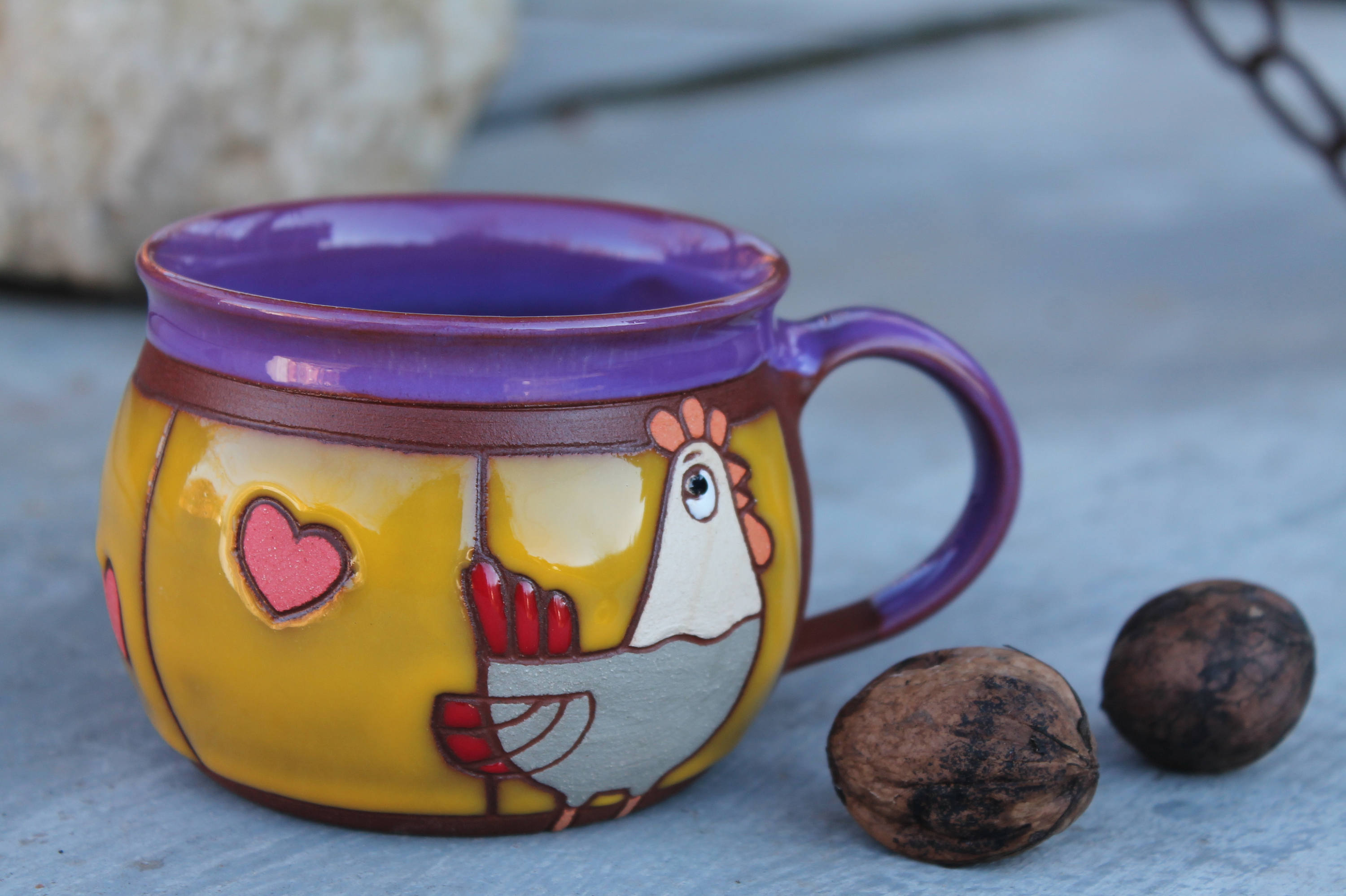 Ooak mug kids mug chicken mug handmade mug ceramic hen | Etsy