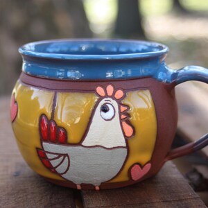 Ceramic Mug, Chicken Mugs, Coffee Mug Handmade, Pottery Mug, Christmas ...