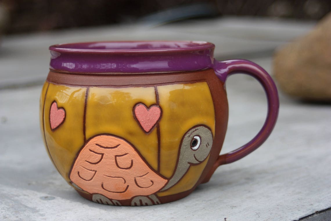 Handmade Ceramic Mug With Turtle Pottery Mugs Handmade Mugs | Etsy