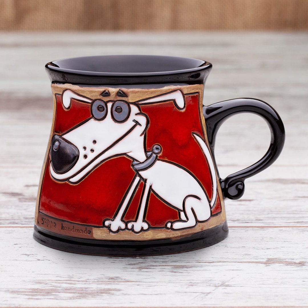 Handmade Funny Dog Mug: Hand-painted Ceramic Coffee Mug - Etsy